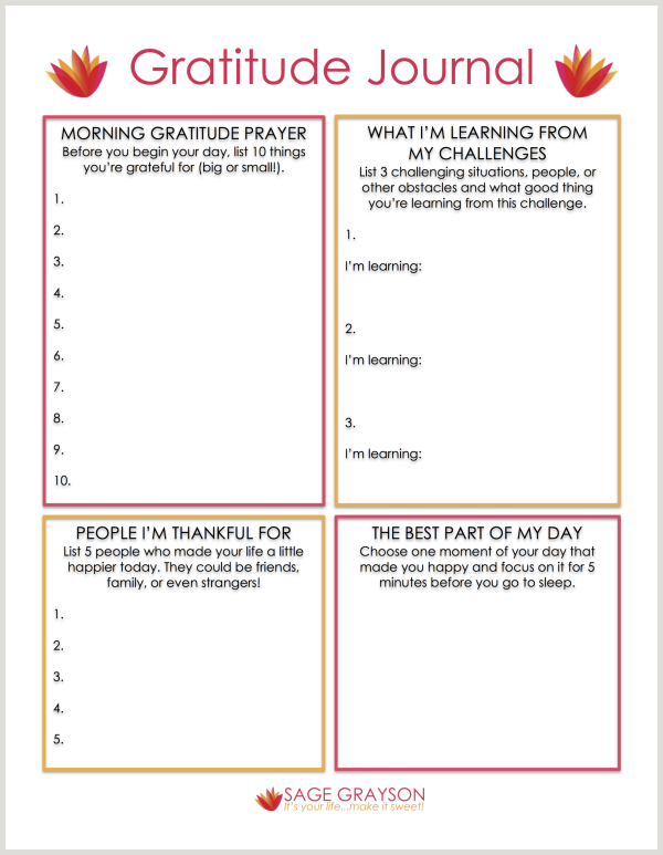 Free Printable Gratitude Journal Sage Grayson Life Editor