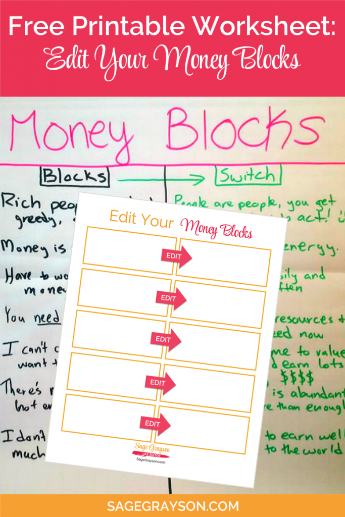 Printable Worksheet: Edit Your Money Blocks - Sage Grayson, Life Editor