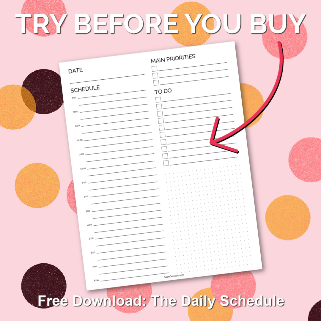 Try Before You Buy! Daily Schedule From the Edit My Life Planner - Sage ...